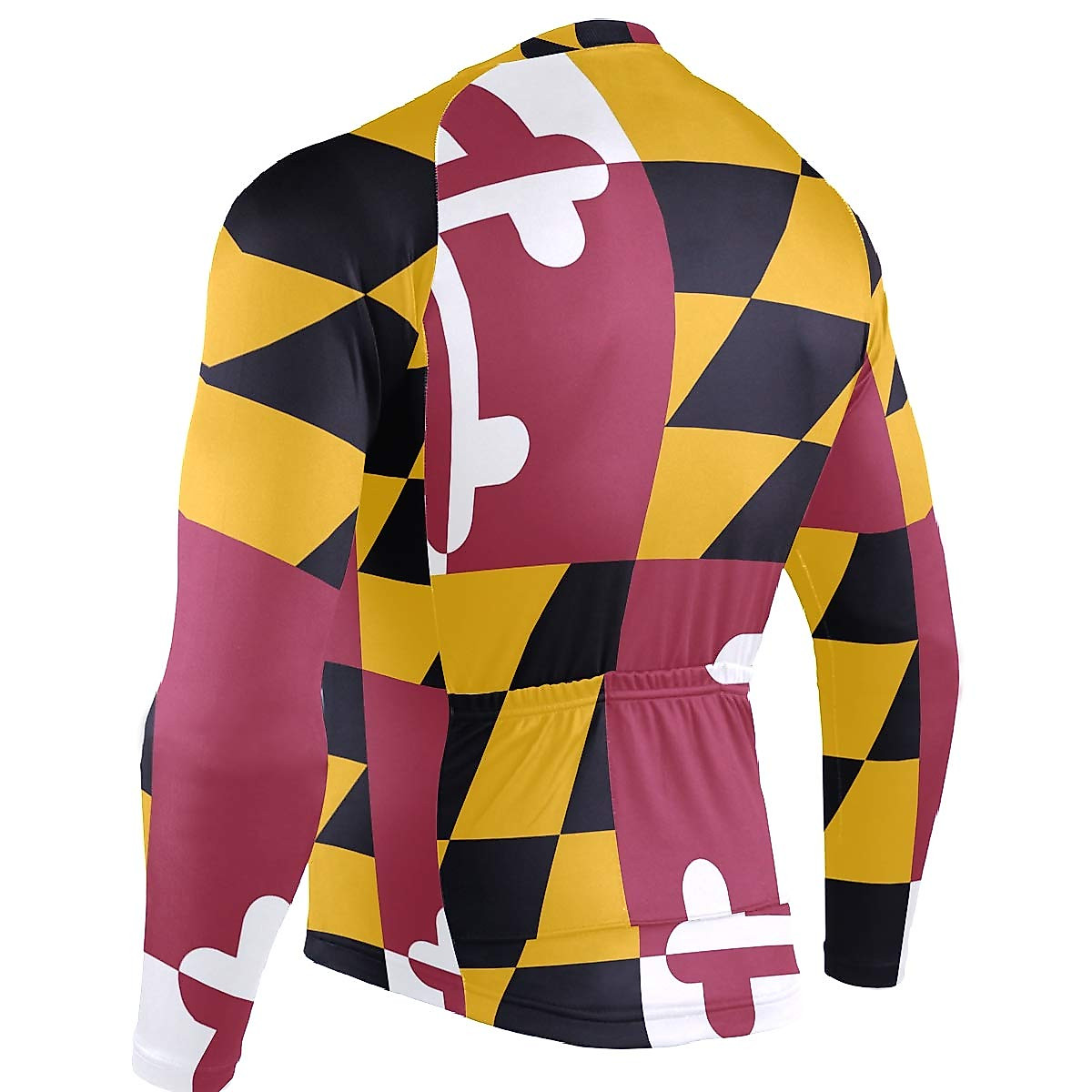 Cindly Men's Maryland Cycling Jersey Long Sleeve Bike Jersey with Full Zipper & 3-Rear Pockets