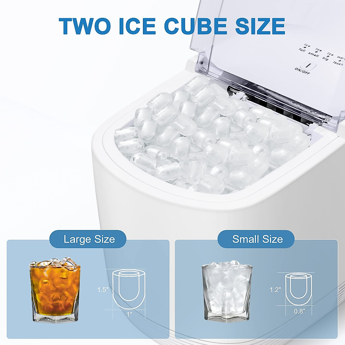 Countertop Ice Maker Machine Portable Ice Maker 35Lbs/24H 9pcs Ice Cubes Ready in 5-8 Mins, Portable Ice Maker for Home/Kitchen/Party