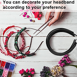 Duufin 40 Pieces Satin Headbands Black Thin Headband Satin Coverd Plain Headband 1cm Craft DIY Headband Black Satin Hair Headbands for Girls and Women