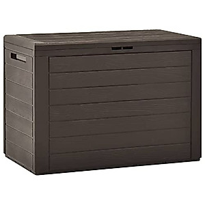 Queen.Y 50 Gallon PP Deck Storage Container Box, Outdoor Patio Garden Furniture, Organization and Storage Box for Patio Furniture, Pool Accessories, Toys, Tools, Brown