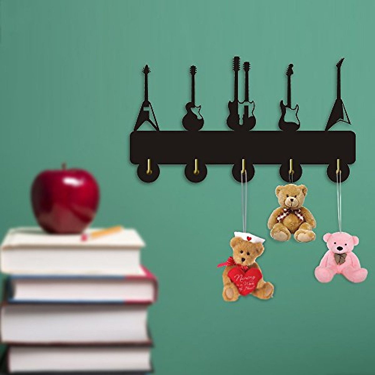 The Geeky Days Guitars Family Design Household Towl Hook Music Instrument Multi-Purpose Wall Coat Bags Clothes Hook Keys Holder Home Decor for Music Lover Gift