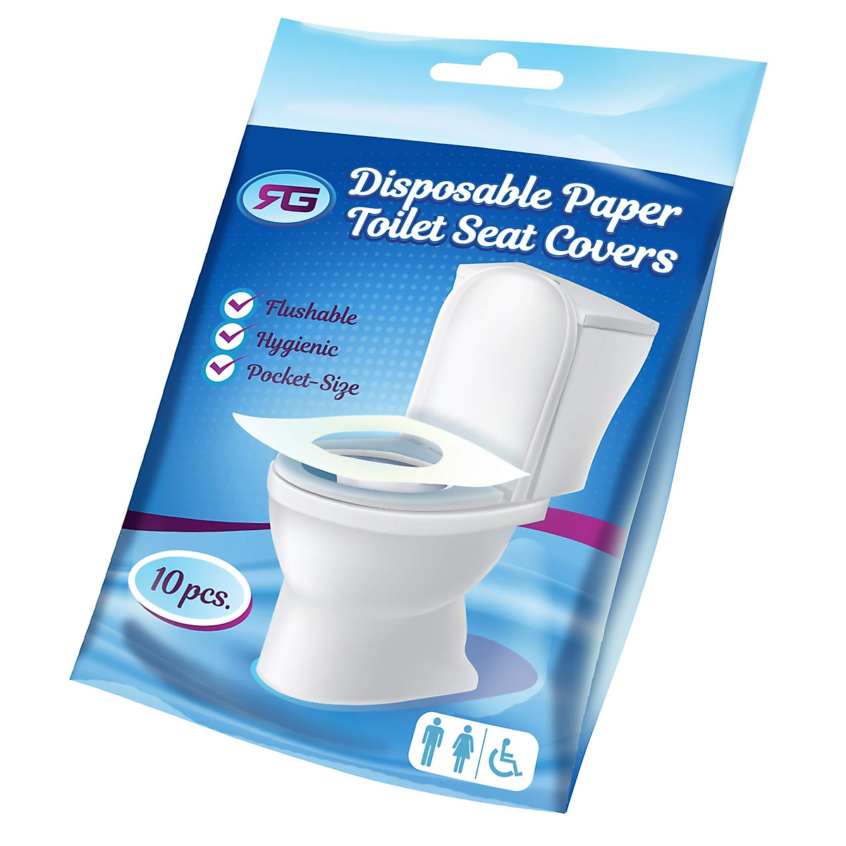 Rockland Guard - Disposable Toilet Seat Covers Flushable Paper Travel Pack (50-Count)