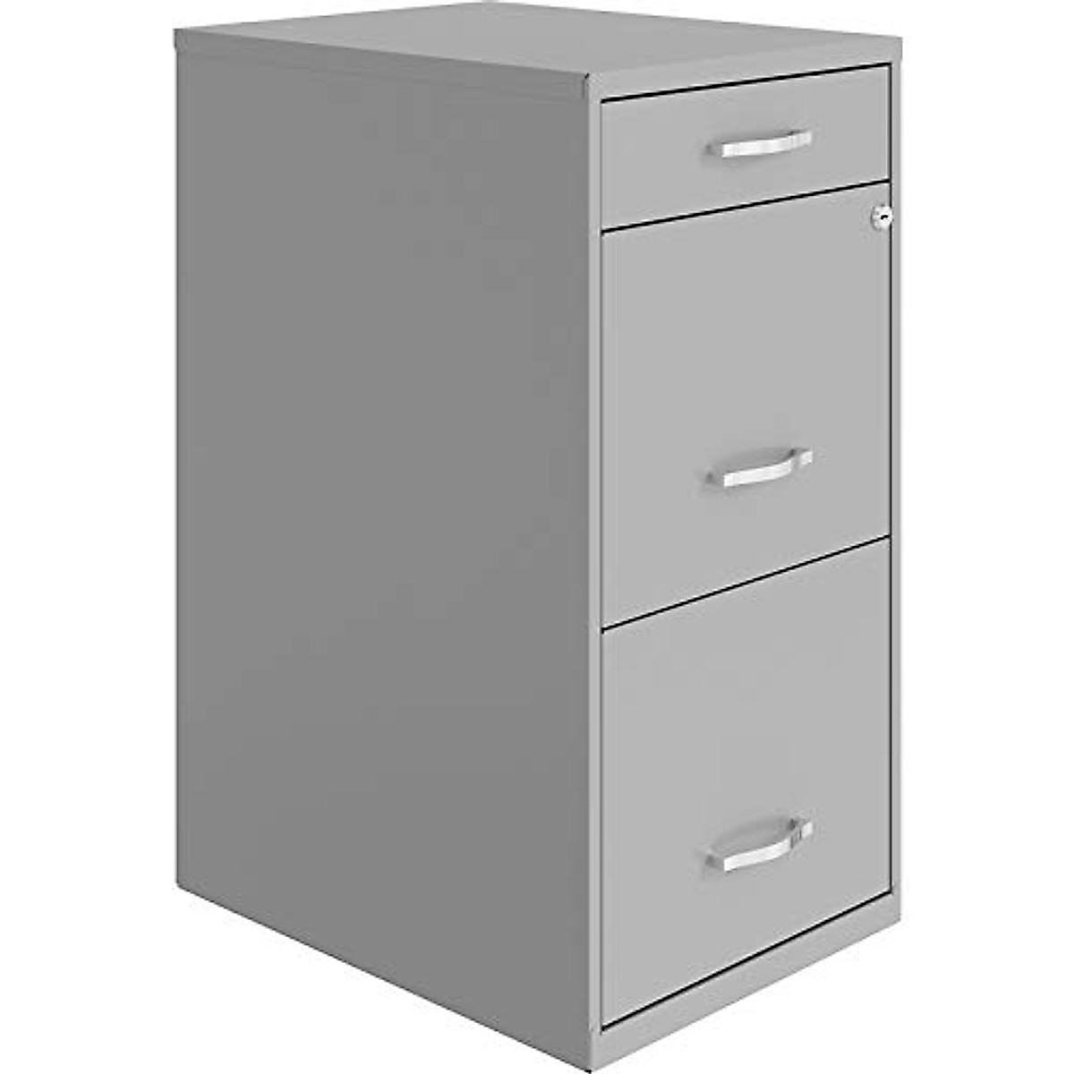Hirsh Industries Space Solutions 18in Deep 3 Drawer Metal File Cabinet Arctic Silver, Letter Size, Fully Assembled