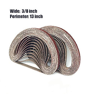 3/8 x 13 Sanding Belt, 40 Grit Aluminum Oxide Sanding Belts, Belt Sander Paper for 3/8x13 Inch Mini Belt Sander, 24 Pack(3/8x13 Inch, 40 Grit)