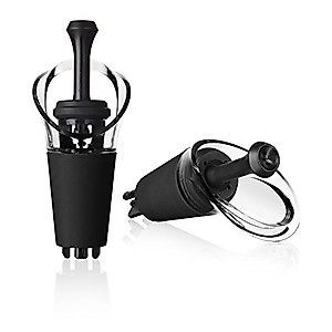 Vacu Vin 6504606 Wine Server & Stopper, Set of 2, 3.2 x 8 x 15.6 cm, Black