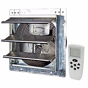 iLiving 12" Shutter Exhaust Fan with Wireless Smart Remote Controlled Thermostat and Humidity, Variable Speed Wall Mounted Attic Vent Fan, Chicken Coop Ventilation, 960 CFM, 1400 SQF Coverage Area