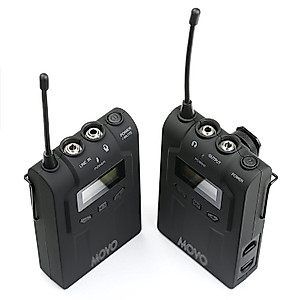 Movo WMIC70 Wireless Lavalier Microphone System - 48 Channel UHF Lapel Mic System with Cordless Mic, 3.5mm XLR Output, and Carrying Case (328-foot Range) - Lavalier Wireless Microphone System