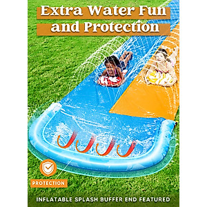 JOYIN 22.5ft Water Slides and 2 Bodyboards, Lawn Water Slide Summer Slip Waterslides Water Toy with Build in Sprinkler for Backyard Outdoor Water Fun for Kids