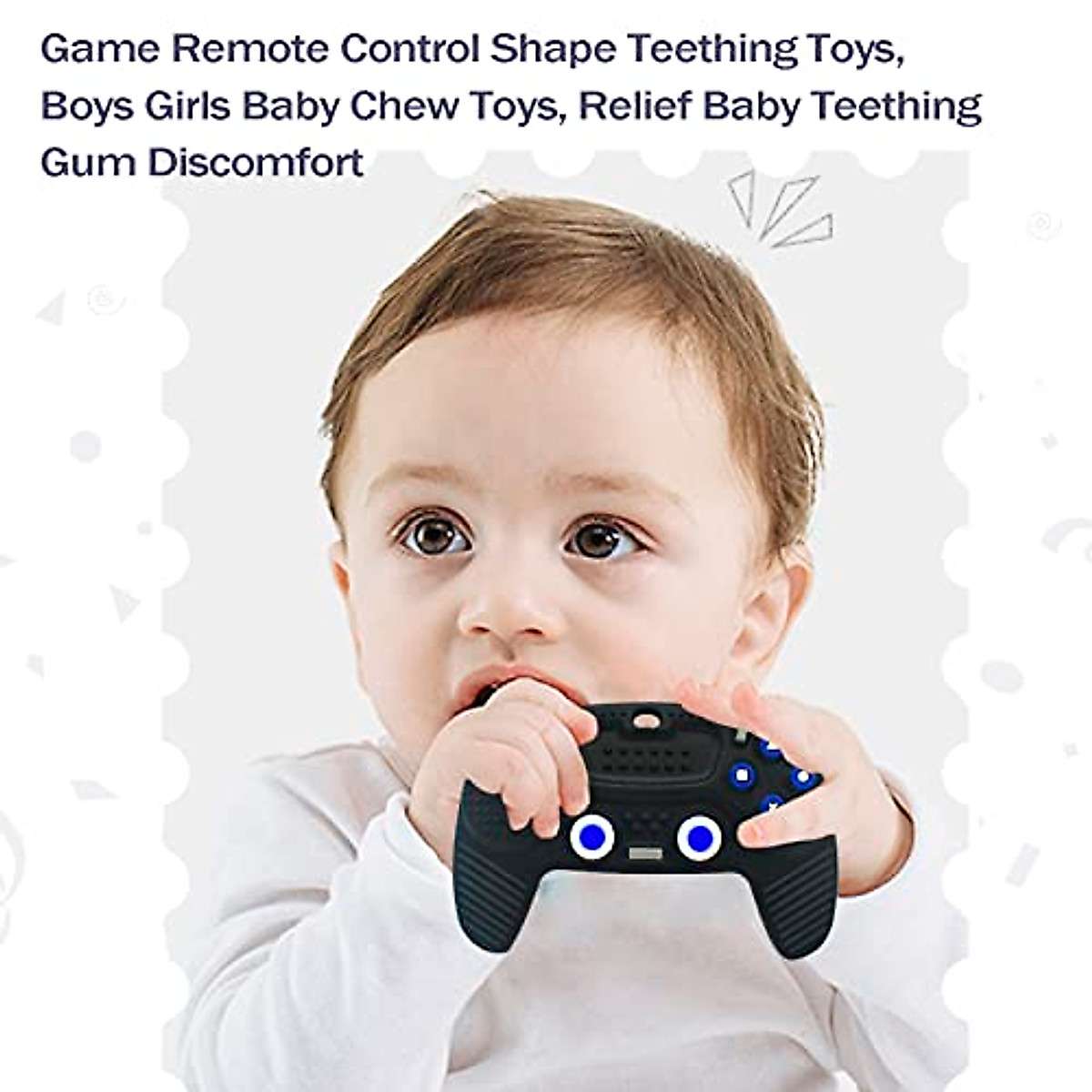 Teething Remote Control for Baby with Pacifier Clip, Funny Teethers for baby for Baby Girl Or Boy,Teething Toys for Babies 3-6 6-12 Months(Black)