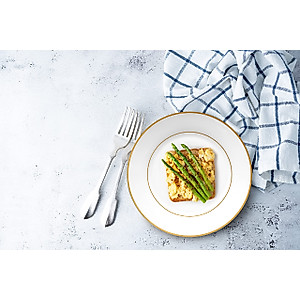 Bone China Dinnerware, 20PC Set, Service for 4, Double Gold Rim, White, Microwave Safe, Elegant Giftware, Dish set, Essential Home, Everyday Living, Display, decoration, Kitchen Dishes, Dinner set