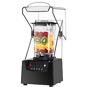 WHIPIN Blender Smoothie Maker, 2L Commercial Smoothie Mixer with Sound Enclosure, 2200W Heavy Duty Kitchen Mixer Milkshake Smoothie, 17000rpm Blade, 5 Presets, Silent Broken