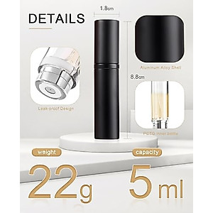 BRARIOS Refillable Portable Mini Perfume Atomizer for Travel, 5ml Luxury Empty Leakproof Pump Perfume Spray bottle Atomizer for Man and Woman (Y-Champaign Gold)
