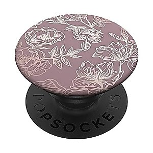 Dusty Rose Pink Floral Purple Pattern Phone Popper PopSockets Standard PopGrip