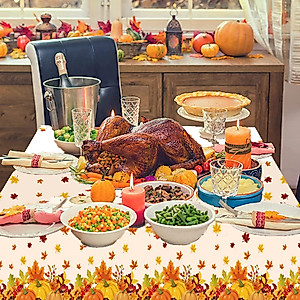 BEFANTST 3 Pieces Thanksgiving Disposable Tablecloth, 54 x 108 Inch Rectangle Waterproof Plastic Fall Thanksgiving Theme Tablecloth for Harvest Party Table Decoration
