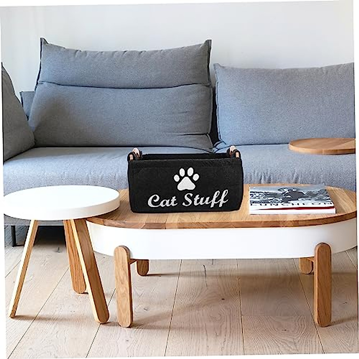 SECFOU Pet Cloth Storage Box Dog Storage Bin cat bin cubby Cubes Pet Toys Basket storage bins for clothes Pet Clothes Dog Toys Storage Bin cat toy cat basket square office wooden handle
