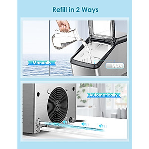 Oraimo Nugget Ice Maker, Ice Makers Countertop, 26 Lbs/Day Tooth-Friendly Chewable Ice with Self-Cleaning & Auto Water Refill, Sonic Pebble Ice Maker Machine for RV, Home and Kitchen, Silver