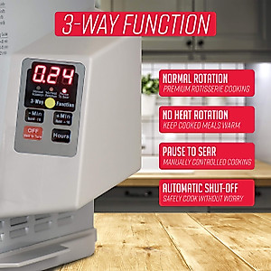 Ronco Showtime Large Capacity Rotisserie & BBQ Oven Platinum Edition, Digital Controls, Perfect Preset Rotation Speed, Self-Basting, Auto Shutoff, Includes Multipurpose Basket