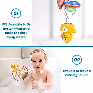 8 PCS Baby Bath Toys for Toddlers, Duck Spray Water Toy Bath Squirters Bath Boat Fishing Net, Bath Shower Tub Toys for Kids Toddlers