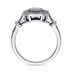BERRICLE Sterling Silver Art Deco Cubic Zirconia CZ Fashion Ring for Women, Rhodium Plated Size 6