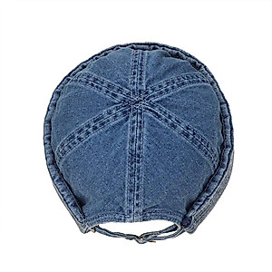 Washed Denim Docker Beanie Hat Adjustable for Men Women Brimless Cuffed Hat Skullcap Watch Cap