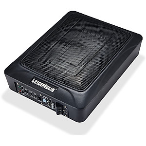 LEIGESAUDIO 800 Watt Compact Powered Subwoofer for Cars - 10" Slim Under-Seat Subwoofers, Remote Subwoofer Contorl for Vehicles Needing Bass with Limited Space, Bulit in Amplifier for Car Boat RV ATV
