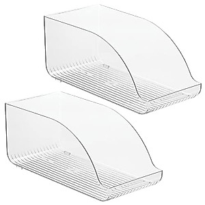 mDesign Compact Plastic Kitchen and Pantry Storage Organizer Bin for Tall Skinny Soda/Pop Cans - Kitchen, Pantry, Refrigerator - 2 Pack - Clear