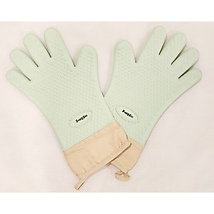 High Heat Resistant Silicone Oven Mitts Potholders Grilling Gloves, Non-Slip Five Finger Grip, Extended Wrist Protection, BBQ Camping Smoker Fryer Kitchen & Cooking (Orange)