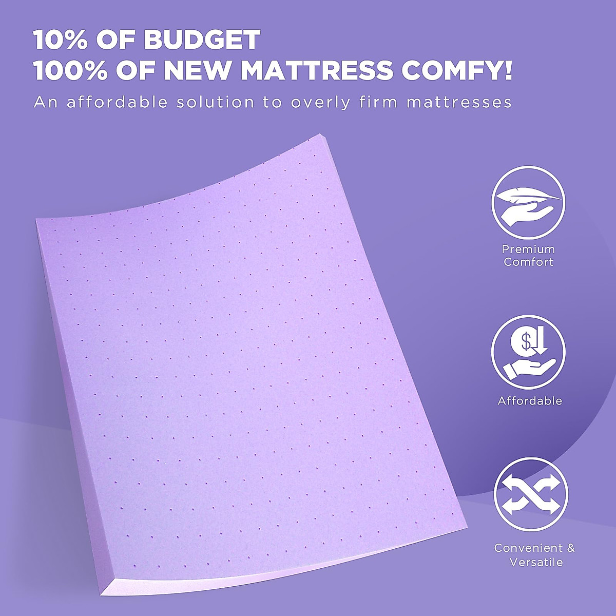 BedsPick Twin XL Mattress Topper 3 Inch, Extra Large Twin Memory Foam Bed Toppers for College Dorm, Single XLong Gel Infused Mattresses Pad for Back Pain Relief, Soft