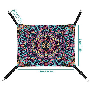 Geometric Flowers Pet Hammock Bed Guinea Pig Cage Hammock Small Animal Hanging Bed for Ferret, Chinchilla, Puppy and Other Small Animals