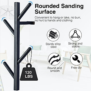 FANTAKI Coat Rack Wall Mount Set of 2, Black Metal Vertical Hat Rack for Wall, Floating Coat Racks for Jackets/Bags/Scarves, Coat Hanger Wall Mount for Entryway/Office/Hallway/Bathroom