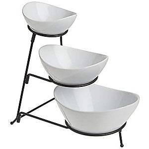 Gibson Elite Gracious Dining Dinnerware, 3-Tier Oval Bowl, White