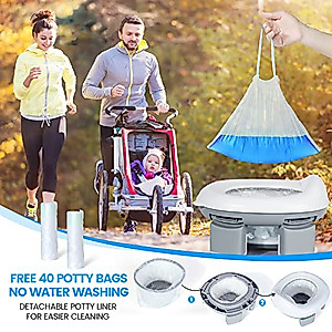 Orzbow Portable Potty Training Toilet for Boys and Girls with Storage Bag - Foldable Travel Potty Chair, Toddler Potty Seat for Indoor and Outdoor, Easy to Clean, Includes Free 40pcs Travel Bags(Gray)