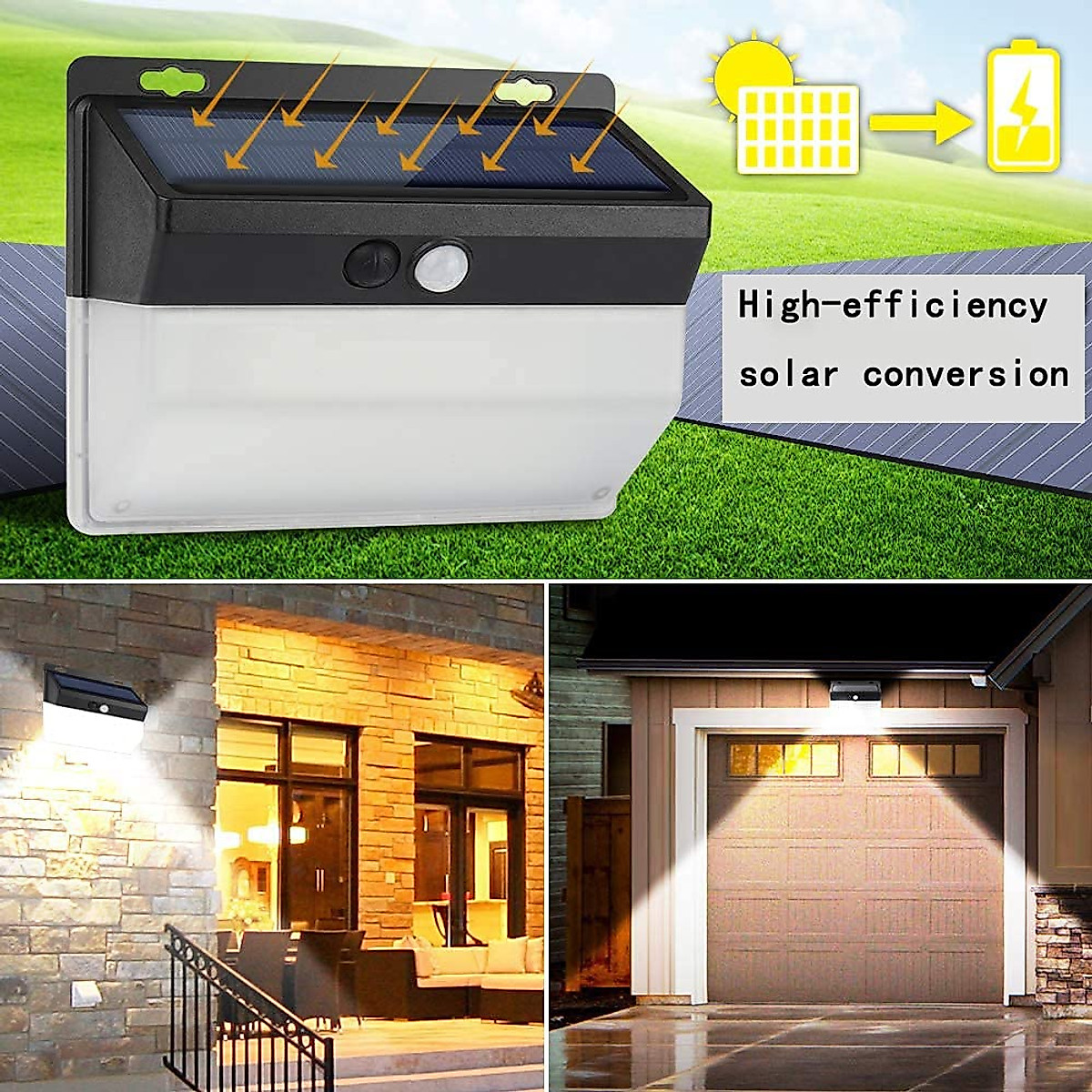 ZHUANYIYI 2 Pieces, Solar Wall Lights, Outdoor Courtyard Wall Landscape Lighting, Home Garden Pavement Waterproof Decorative Lights