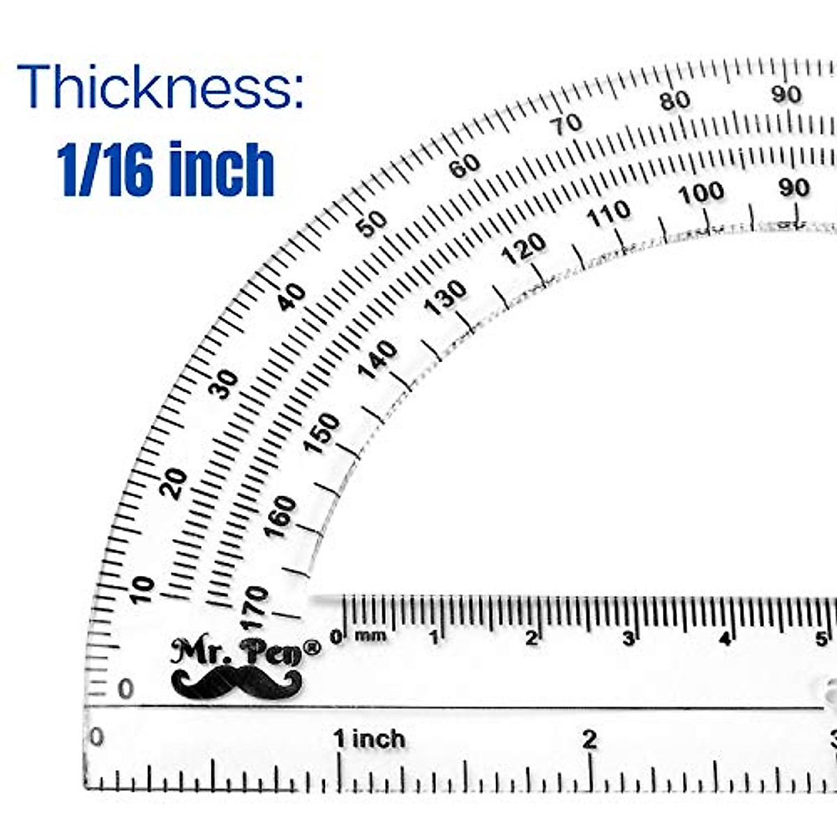 Mr. Pen- Protractor, 6 inch, 3 Pack, Protractors, Clear Protractor, Geometry Protractor, Protractor 6 inch, Clear Plastic Protractor, Protractor for School, Protractor Math, Plastic Protractor Clear