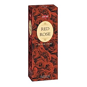 HEM Red Rose Incense Sticks (Pack of 6 -120 count, 301g) | Natural Fragrance For Aromatic Environment | Incense For Stress Relief, Relaxation and Air Purifier
