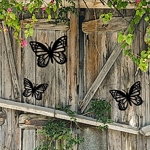 Butterfly Wall Art Decor, 3 Acrylic Wall Art Sculptures Insect Wall Decoration Sticker Laser Cut Hanging Home Decoration Sign for Indoor Outdoor Home Garden Living Room Bedroom (Butterfly - Black)