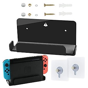 TXEsign Floating Wall Mount for Nintendo Switch, Black, 7.12"L x 3"W x 2.5"H