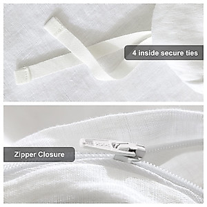 HYPREST Linen Duvet Cover King Size, 3PCS White Washed Flax Linen Bedding Duvet Covers Tuxtured Soft Breathable Cooling Comfy, Moisture-Absorbing & Durable