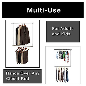 Smart Design Closet Doubler w/Hook Arms - Steel Metal - Suits, Pants, Clothing Storage - Home Organization (30 x 34 Inch) [Chrome]