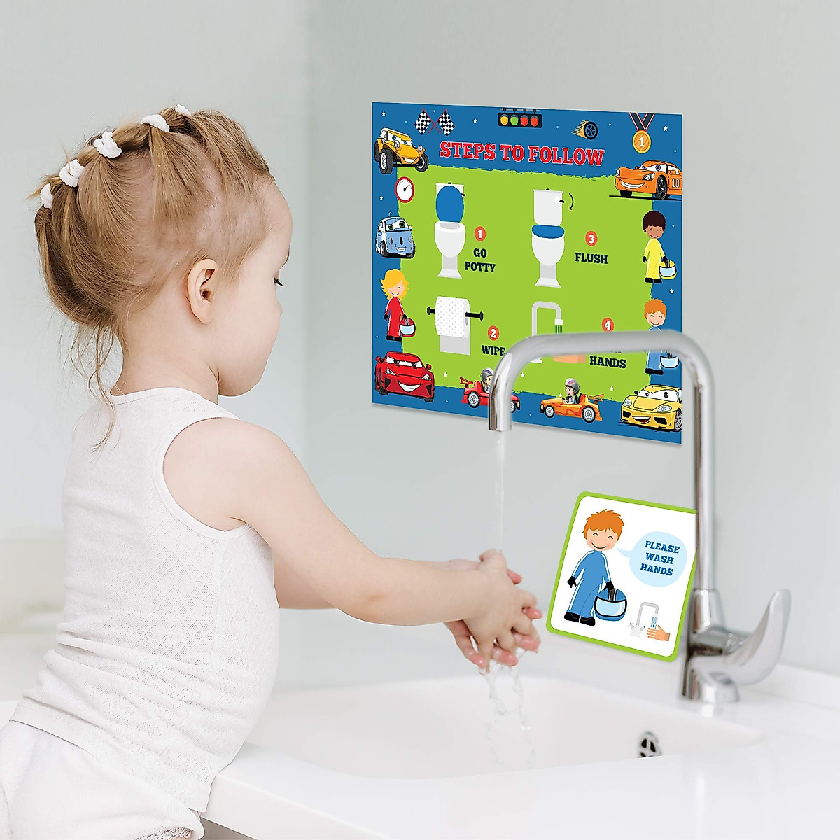 ATHENA FUTURES Potty Training Chart for Toddlers - Cars and Racer Design and Potty Training Count Down Timer Watch With Lights And Music - Dinosaur Yellow