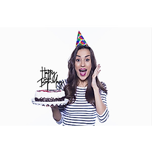 DIY Happy birthday Cake Topper Black Acrylic