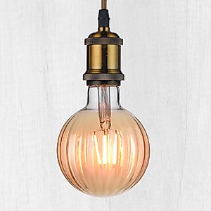WHFIALUX Large Decorative LED Light Bulbs, Vintage Edison Pumpkin Shaped Light Bulb, G33(G105) Globe Bulb, Amber Glass 2700K Warm White, 4W Dimmable 400LM(40W eq.), E26 Base