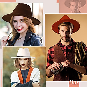 Lasnten 12 Pieces Women Wide Brim Hat Belt Buckle Floppy Panama Hat Wool Vintage Hats Bulk Felt Women Jazz Hat Retro Hat (Assorted Colors)