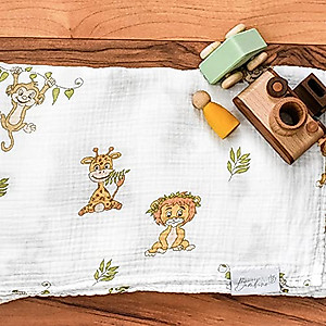 Brilliant Bambino - Baby Swaddle Receiving Blanket - 2 Pack | Boho Safari Animals & Sunrise Set | Muslin Cotton Blend | Newborn Essentials | Boys & Girls Baby Stuff | Swaddle Blanket