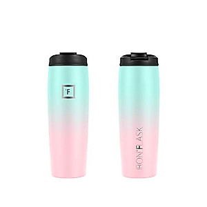 IRON °FLASK Nomad Tumbler - 2 Lids (Straw/Flip), Vacuum Insulated Stainless Steel Bottle, Double Walled, Drinking Cup, Thermo Coffee Travel Mug, Water Metal Canteen (Bubble Gum), 24 Ounces