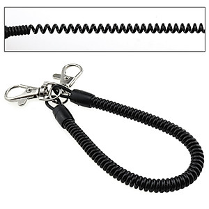 LUORNG 2PCS Spiral Stretchy Spring Coil Cord Rope Chain Strap with Lobster Clasp, Black