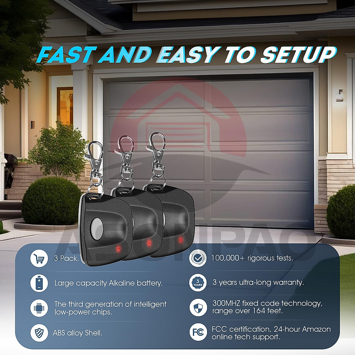 3 for Multicode Gate Opener Remote 3089 MCS308911,3060 MCS306010,3070 MCS307010 Garage Door Opener 3-Year-Warranty Long-Lasting Alkaline Battery Ultra-Long Range
