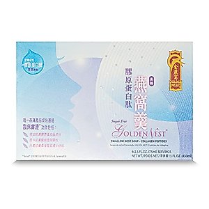 Golden Nest Premium Bird Nest Soup, Swallow Bird Nest 100% Natural - Made in USA, (燕窩) 6 bottles x 75ml (2.5 oz.) - (Collagen)
