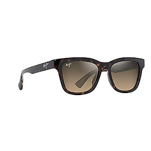 Maui Jim Hanohano Cat Eye Sunglasses, Shiny Dark Havana W/Trans Yllw/Hcl Bronze Polarized, Medium