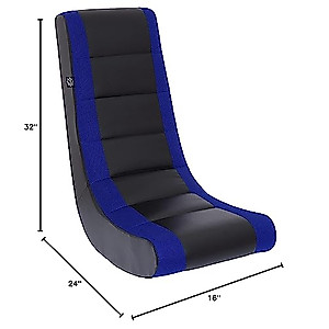 THE CREW FURNITURE Classic Video Rocker Gaming Chair, Kids and Teens, Black/Blue